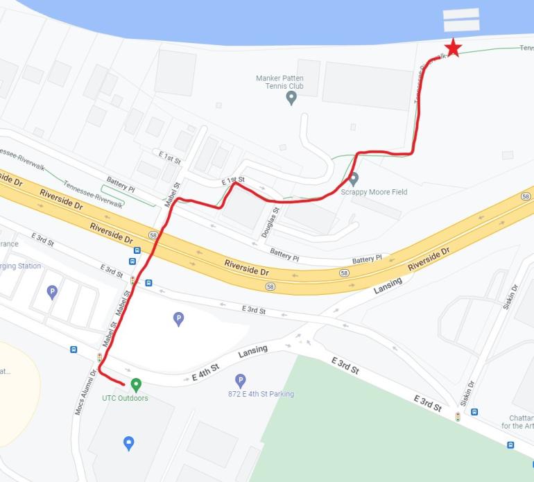 Water Front Parking Map | University of Tennessee at Chattanooga